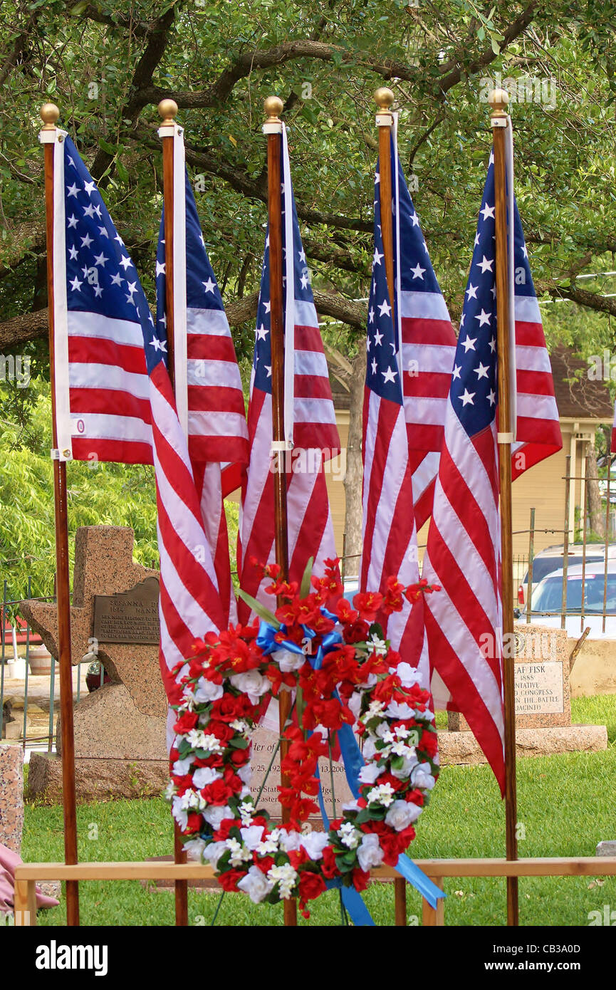 Atmosphere;Flags and Wreath.,Memorial Day ,Texas State Cemetary ,Austin ...