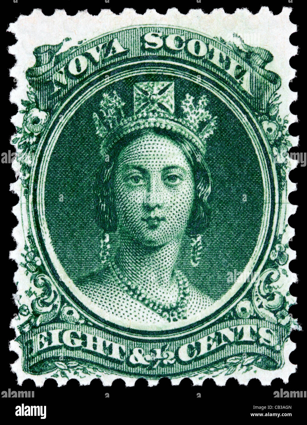 Queen Victoria on Nova Scotia stamp from 1860 Stock Photo - Alamy