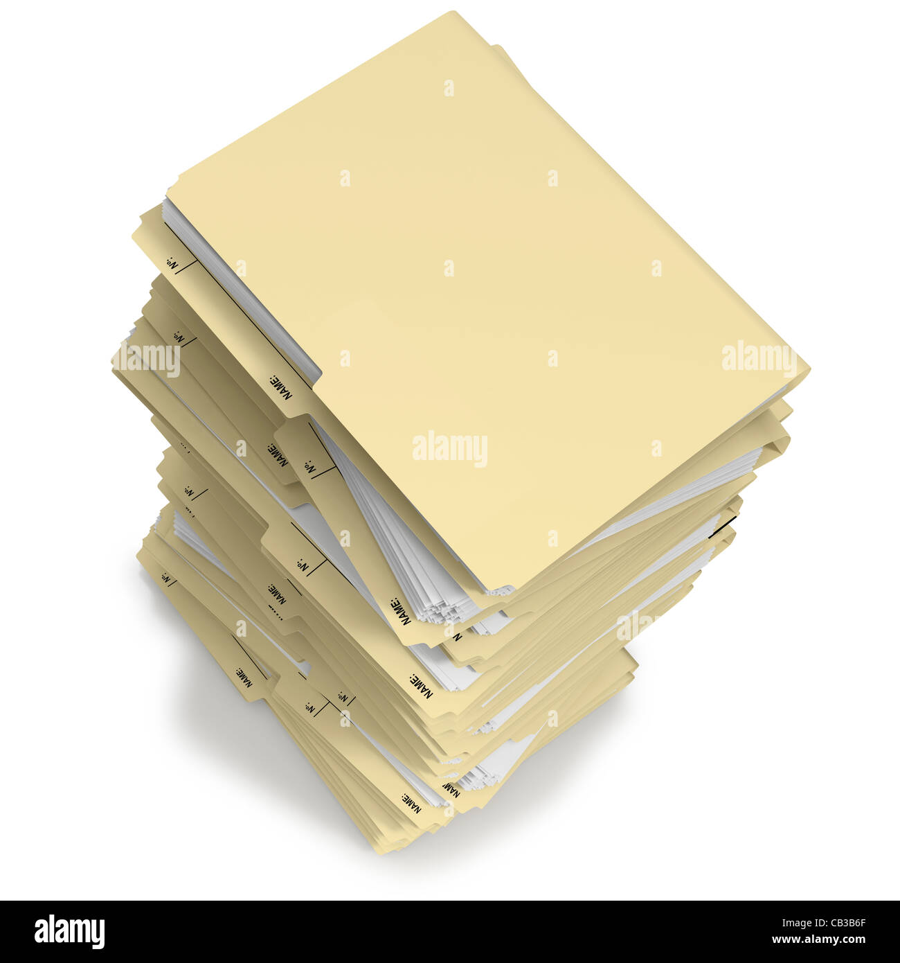 Stack of manila folders on white background Stock Photo - Alamy