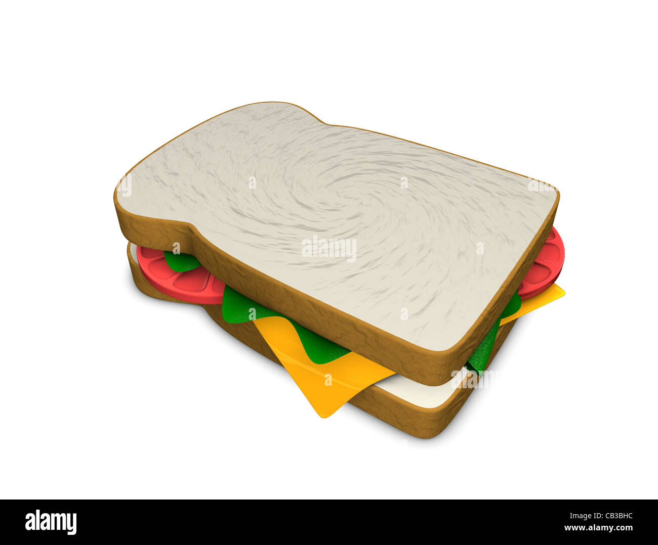 3d rendering, concept illustration of sandwich, isolated on white Stock ...