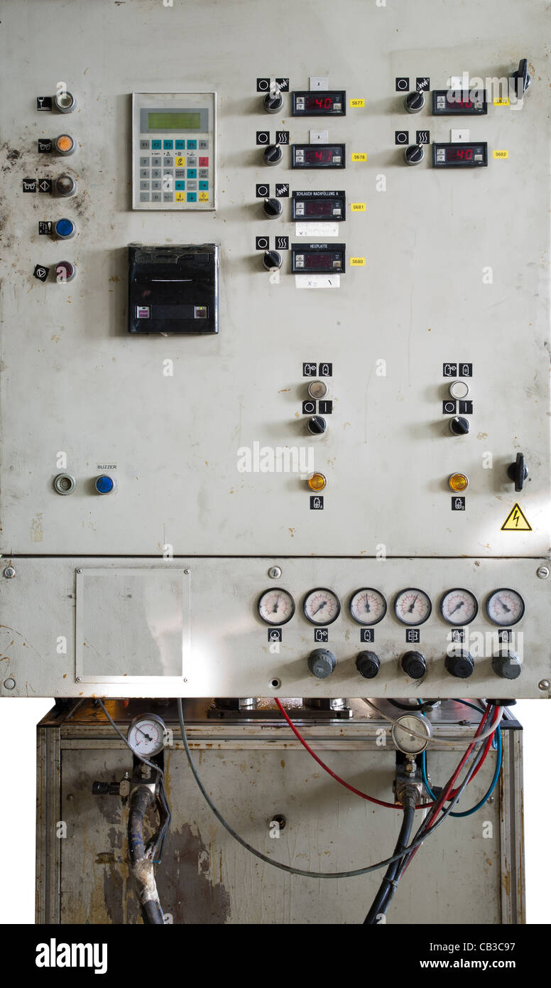 Details of a control desk, part of a printing machine Stock Photo - Alamy