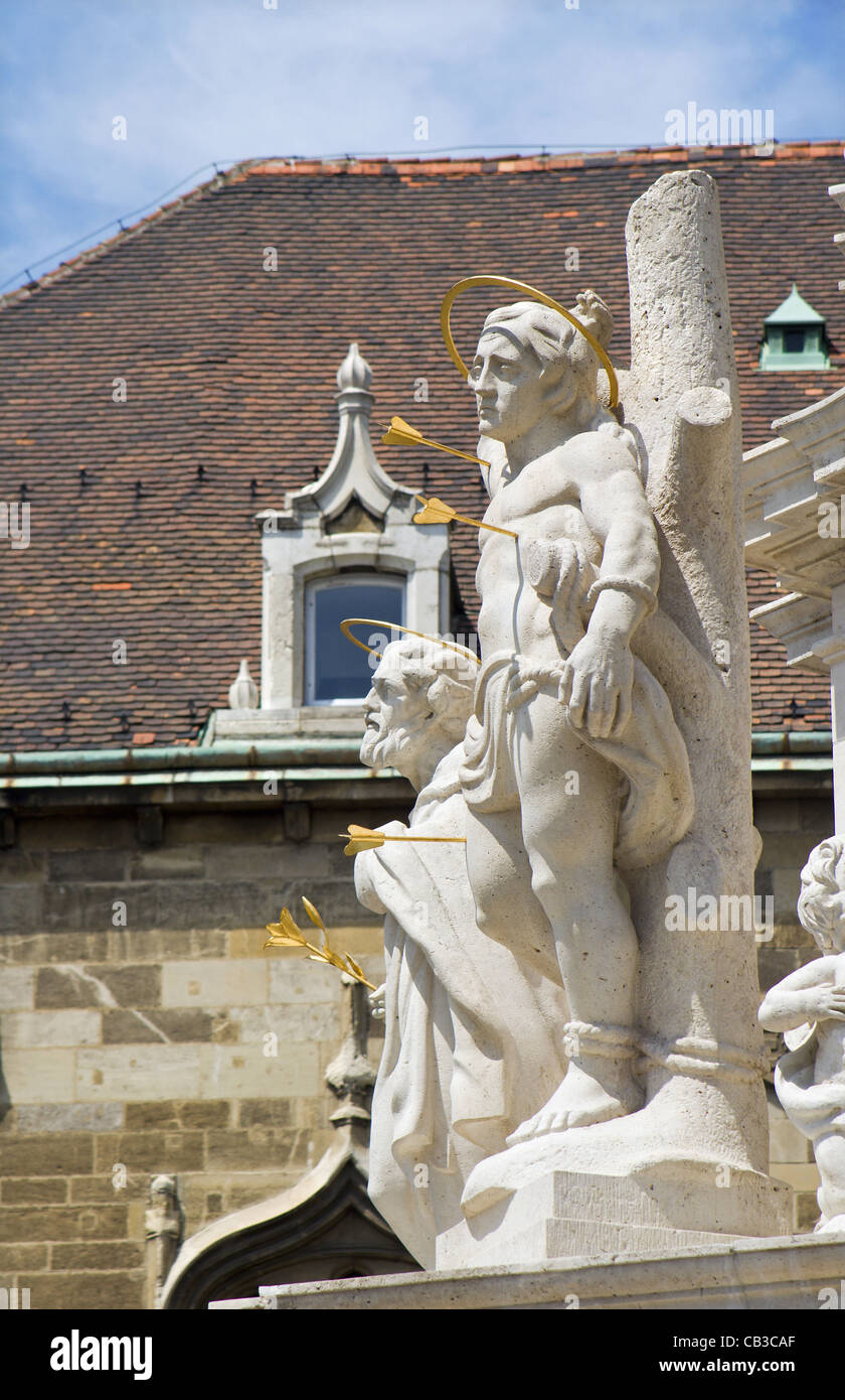 Budapest - holy Sebastien statue - detail from Trinity column Stock ...