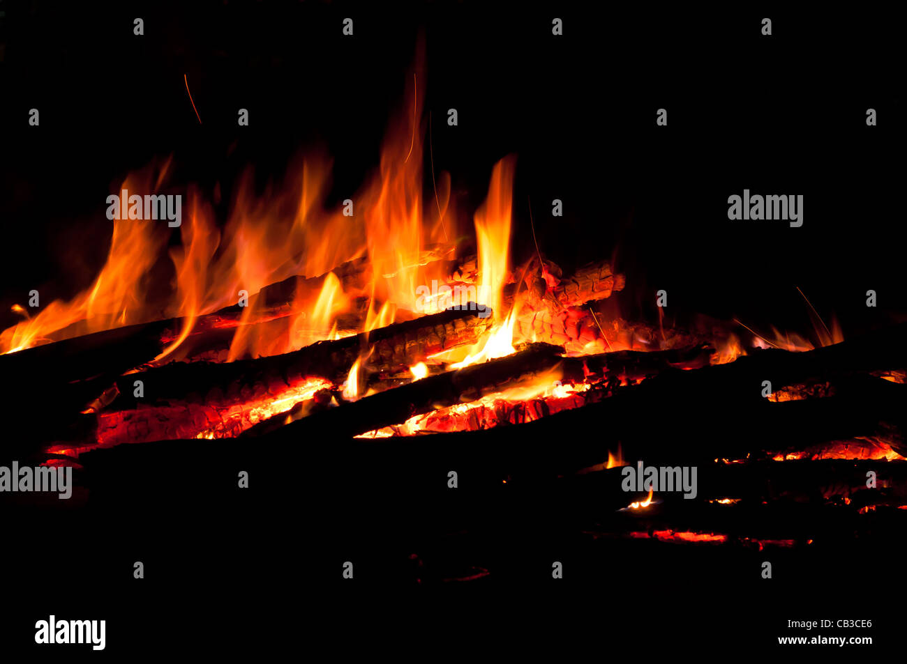 Fire at Night Stock Photo - Alamy