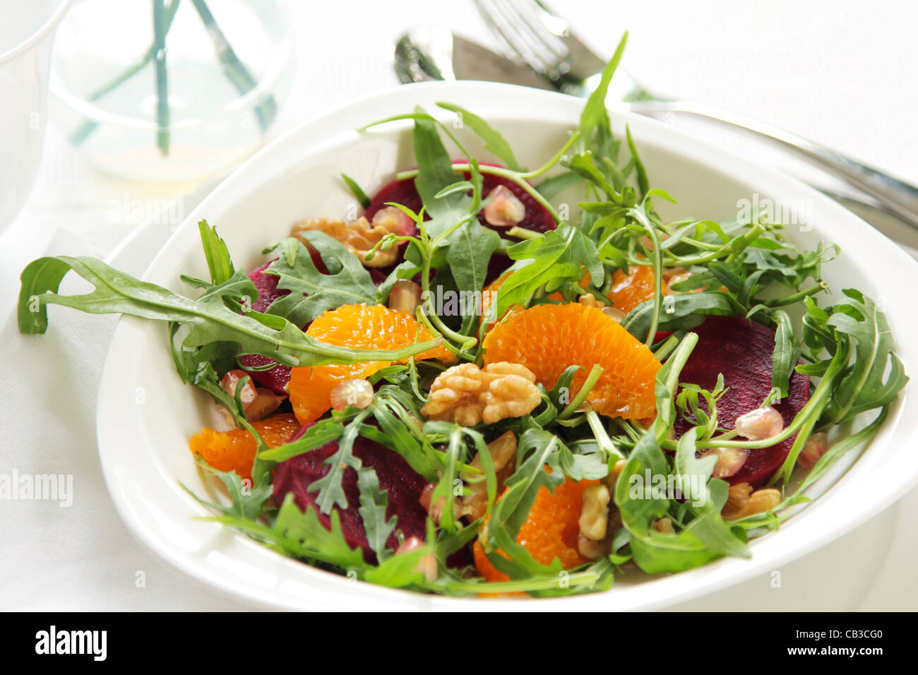 Rocket with orange and beetroot salad Stock Photo - Alamy