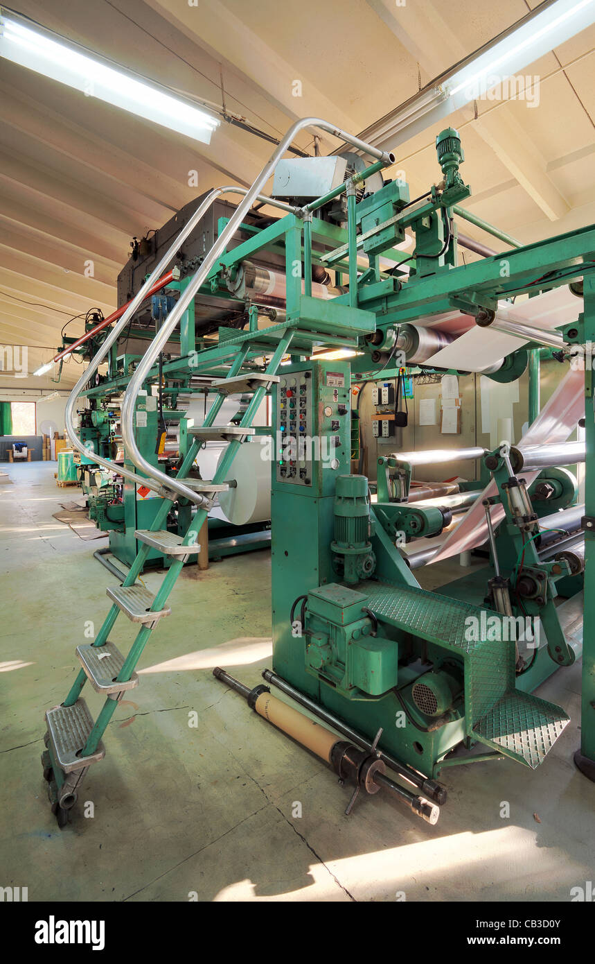 Details of a printing machine inside factory Stock Photo - Alamy
