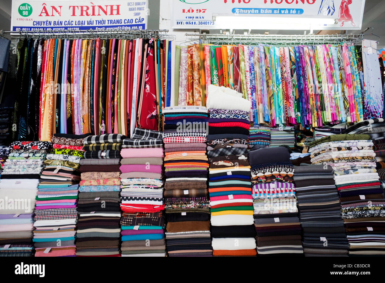 Vietnam, Danang, Han Market, Fabric Shop Stock Photo - Alamy