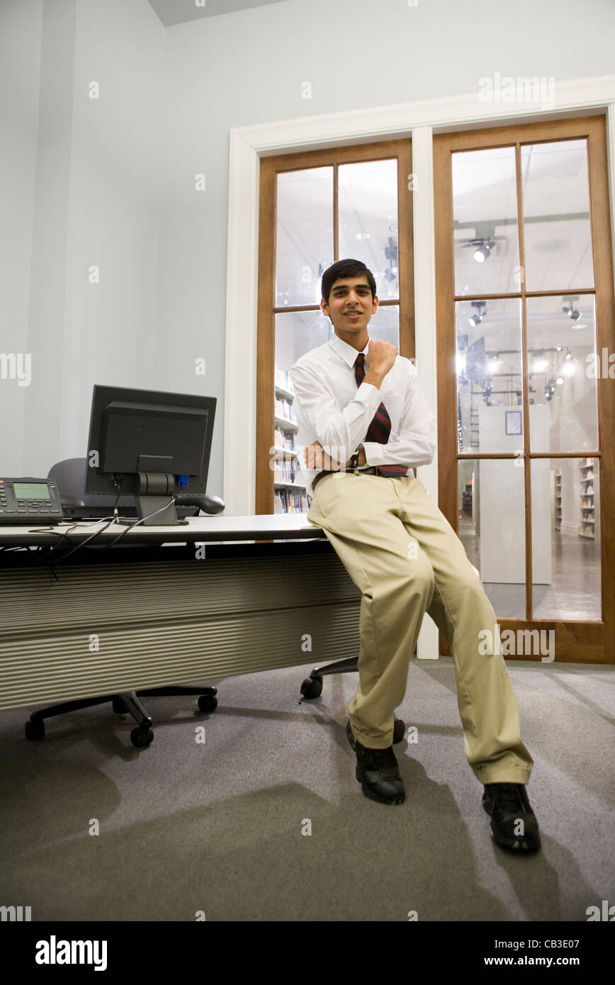 High school student in room outside library Stock Photo - Alamy