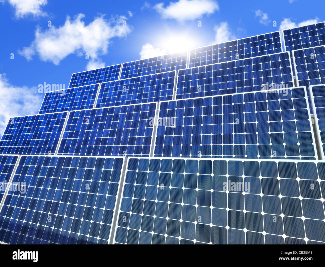 solar panel and blue sunny sky Stock Photo - Alamy