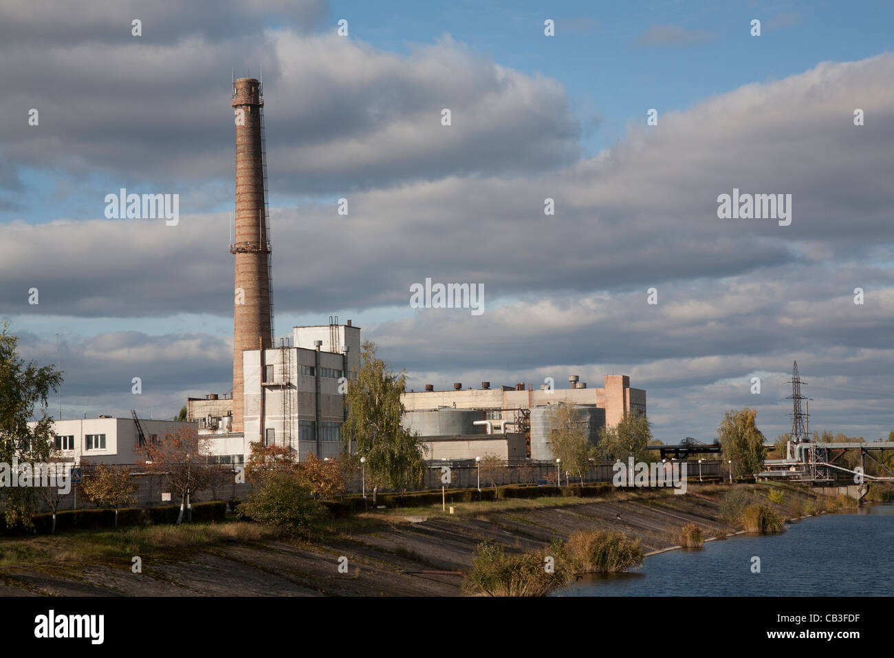 The Pripyat River or Prypiat River with the Chernobyl nuclear power ...