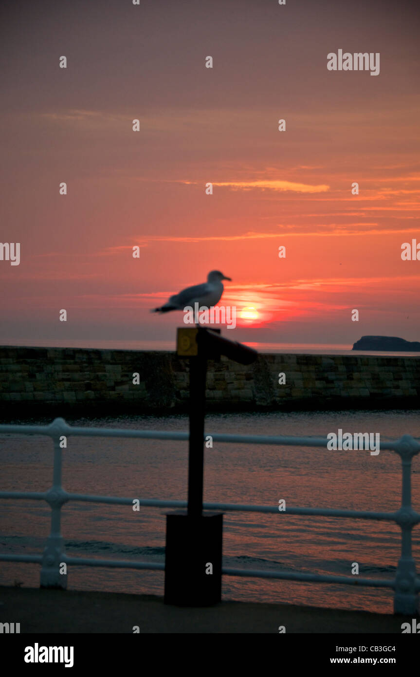 Whitby North Yorkshire Sunrise Harbor Harbour Pier Stock Photo - Alamy