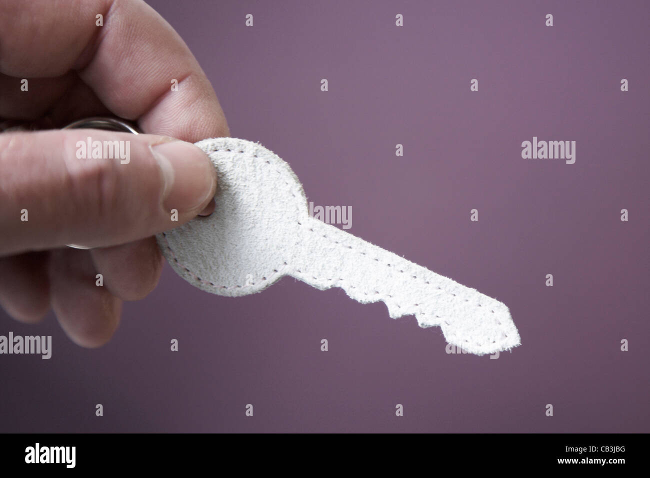 Hand holding key shaped keyring Stock Photo - Alamy