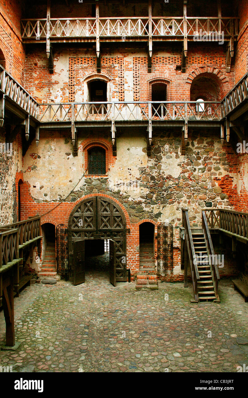 Lithuania, Trakai, Trakai Castle, Inside courtyard of Grand Ducal ...
