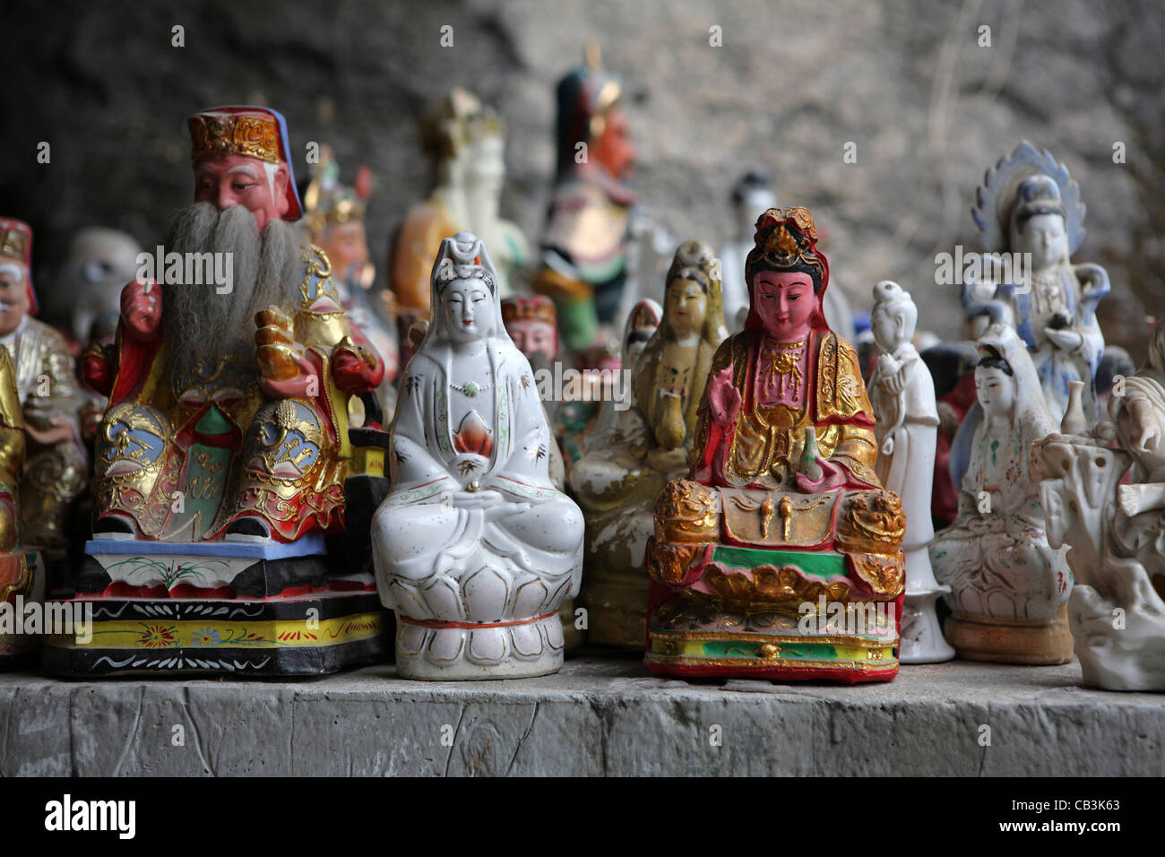 very large group of statuettes old figurines of traditional Chinese ...