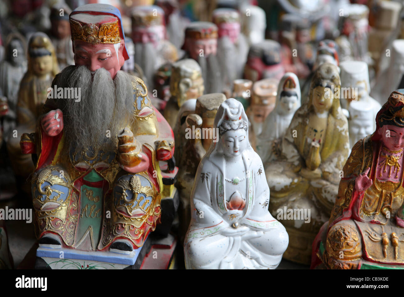very large group of statuettes old figurines of traditional Chinese ...