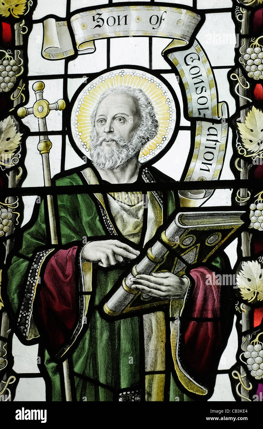 Stained glass window panel in a church Stock Photo - Alamy