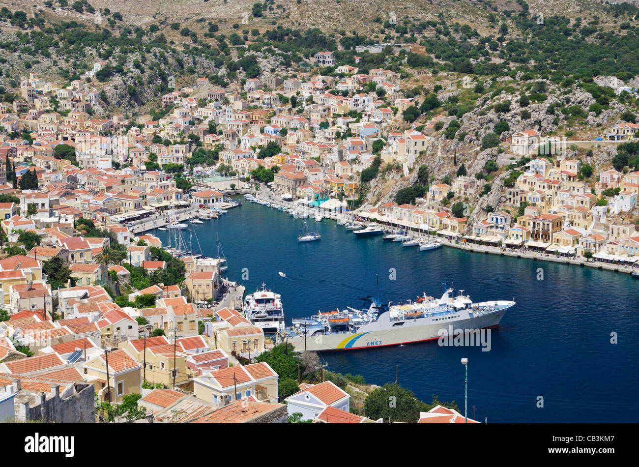 View of Gialos harbour, Symi Island, Greece Stock Photo - Alamy