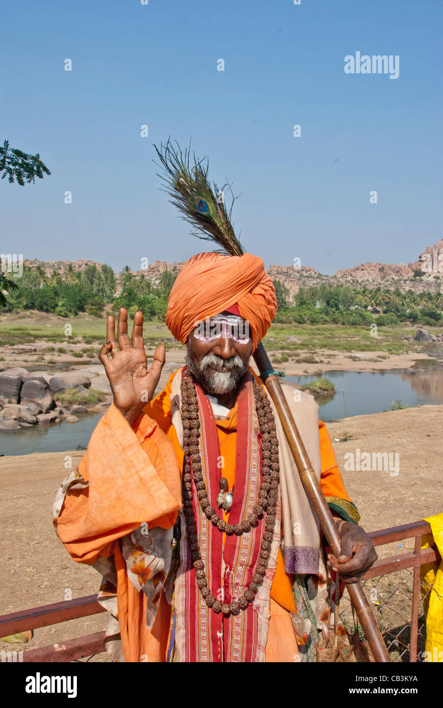Sadhu with a stick hi-res stock photography and images - Alamy
