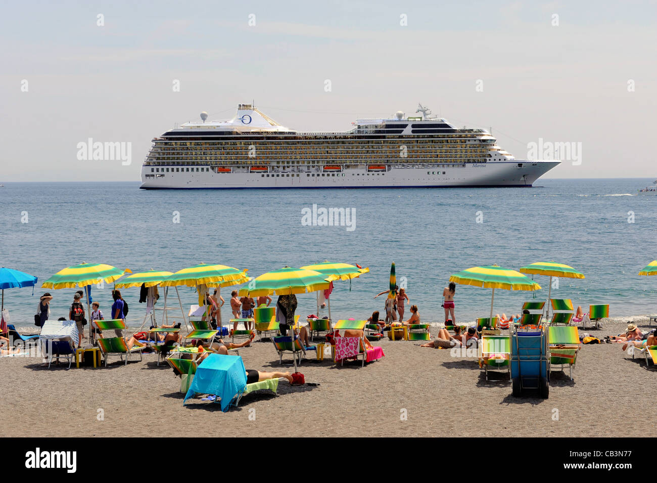 Cruise Ship and Beach Amalfi Italy Mediterranean Sea Coast Cruise ...