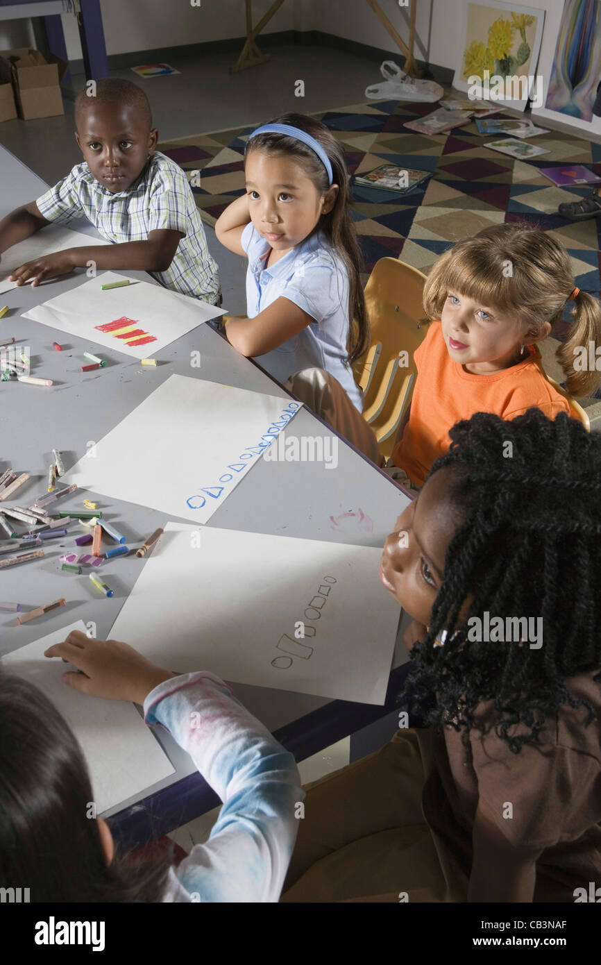 Students sitting in art class Stock Photo - Alamy