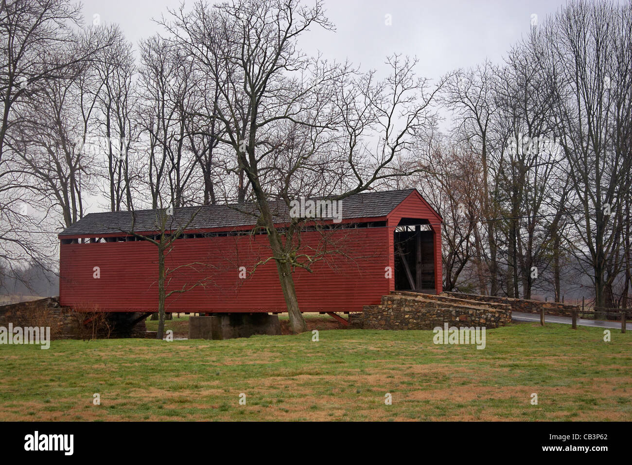 The covered bridge at Loy’s Station, Frederick, Maryland Stock Photo ...