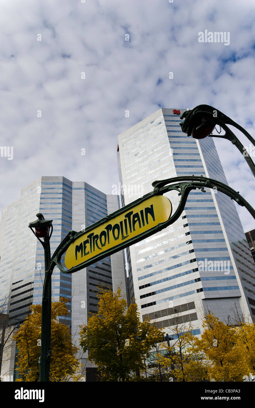 Replica Parisian Art Nouveau metro sign at Square Victoria, Montreal ...