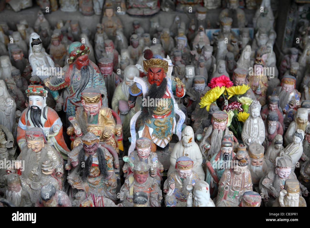 very large group of statuettes old figurines of traditional Chinese ...