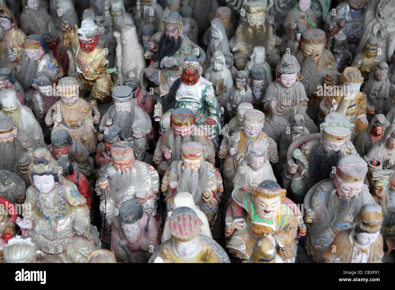 very large group of statuettes old figurines of traditional Chinese ...