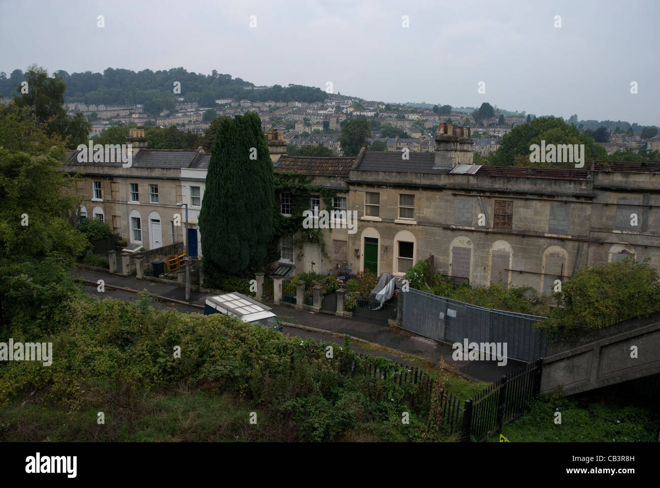 Hampton Row and railway bridge Bath Spa Somerset England UK Stock Photo ...