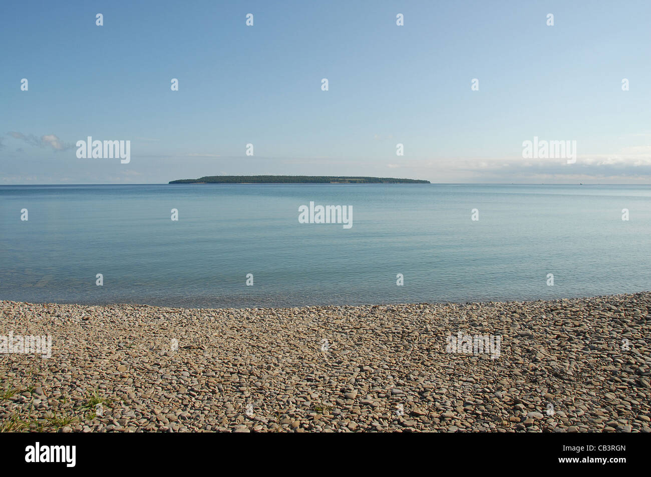 Griffith island seen from Big Bay pebble beach of Georgian Bay in ...