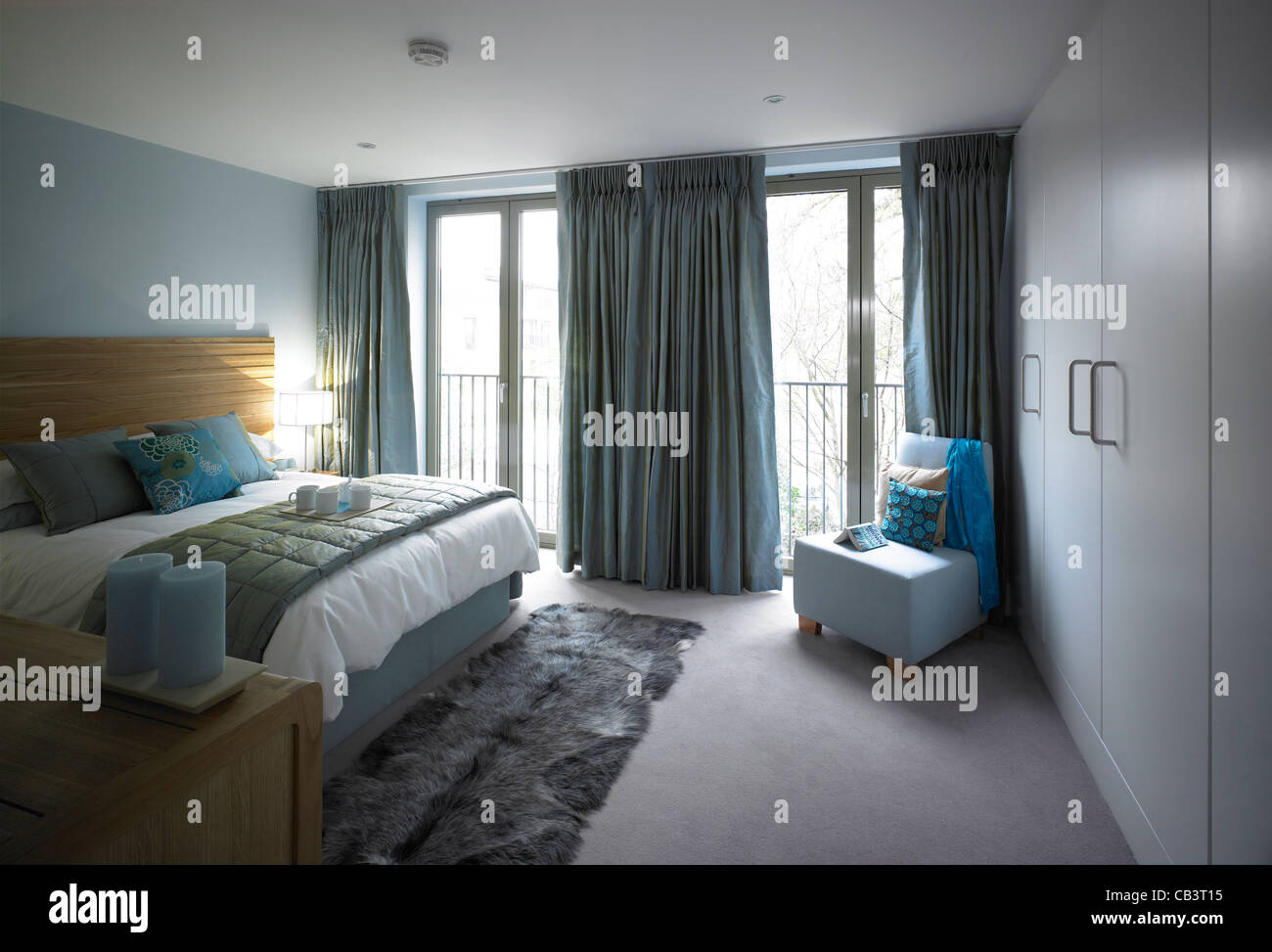 Interior view of double bedroom Stock Photo - Alamy