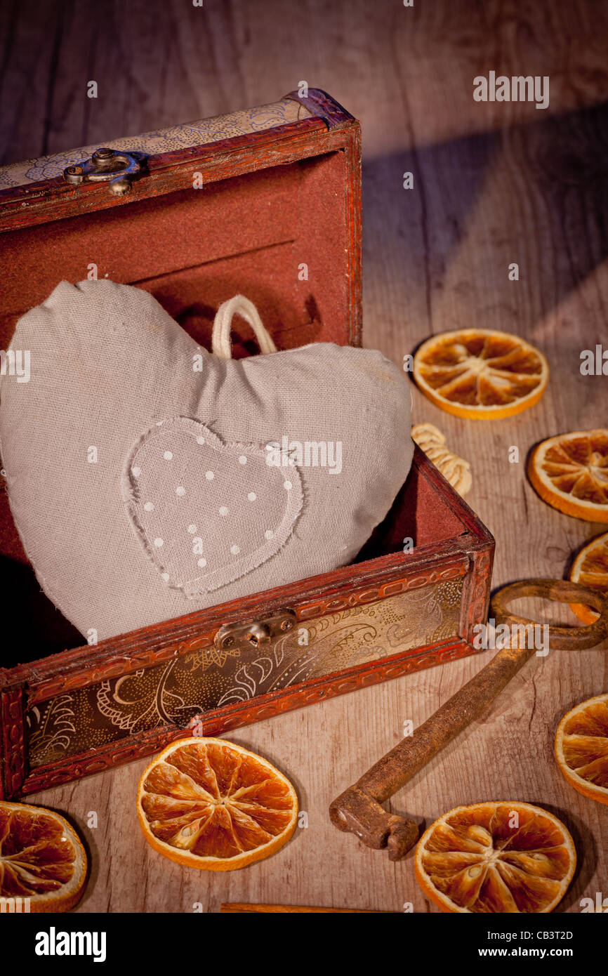 Love heart safe in a treasure chest Stock Photo - Alamy