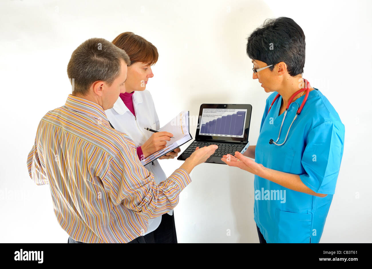 doctor using computer and reviewing medical reports Stock Photo - Alamy