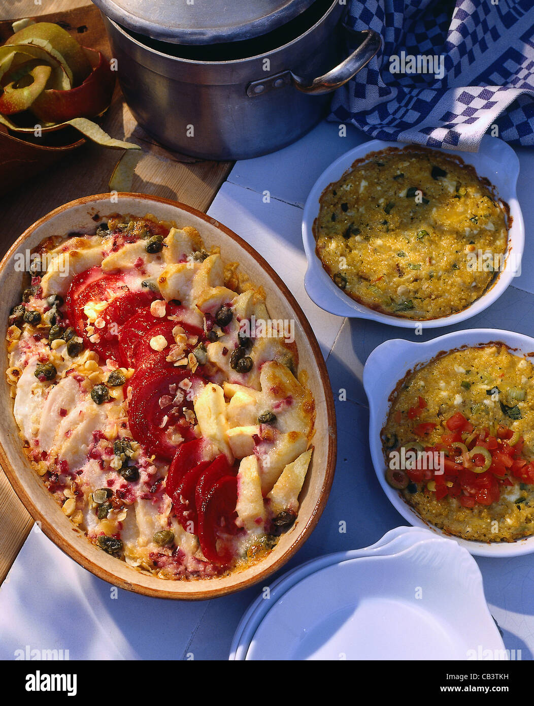 Tableau: Vegetable with capers au gratin / millet gratin with tomato ...