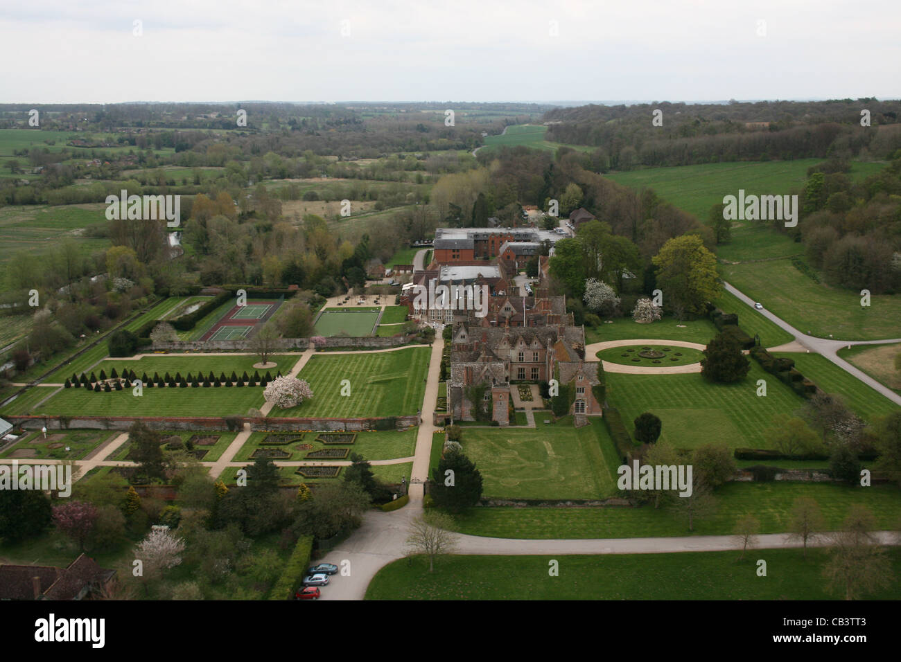 Birds eye view of Littlecote House Hotel - Hungerford Berkshire Stock ...