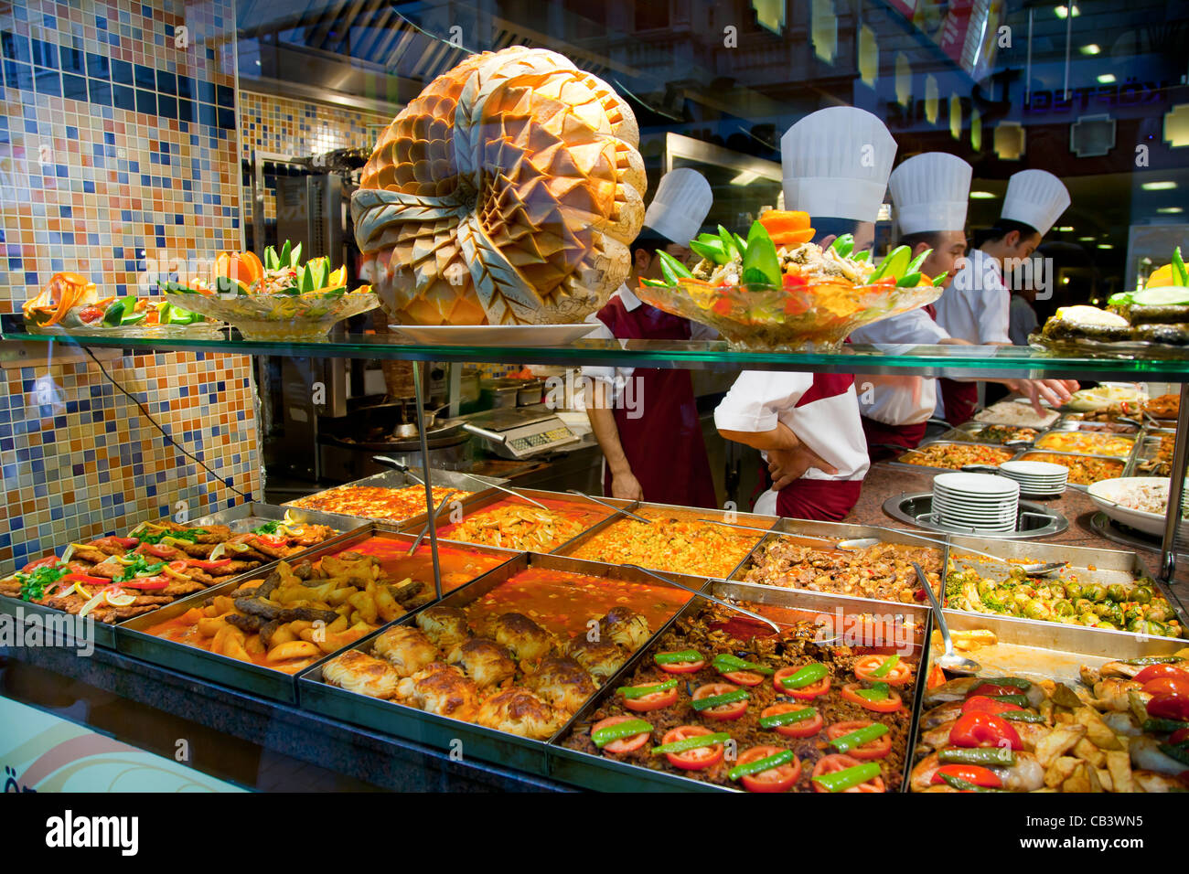 Restaurant window. Istanbul, Turkey Stock Photo - Alamy