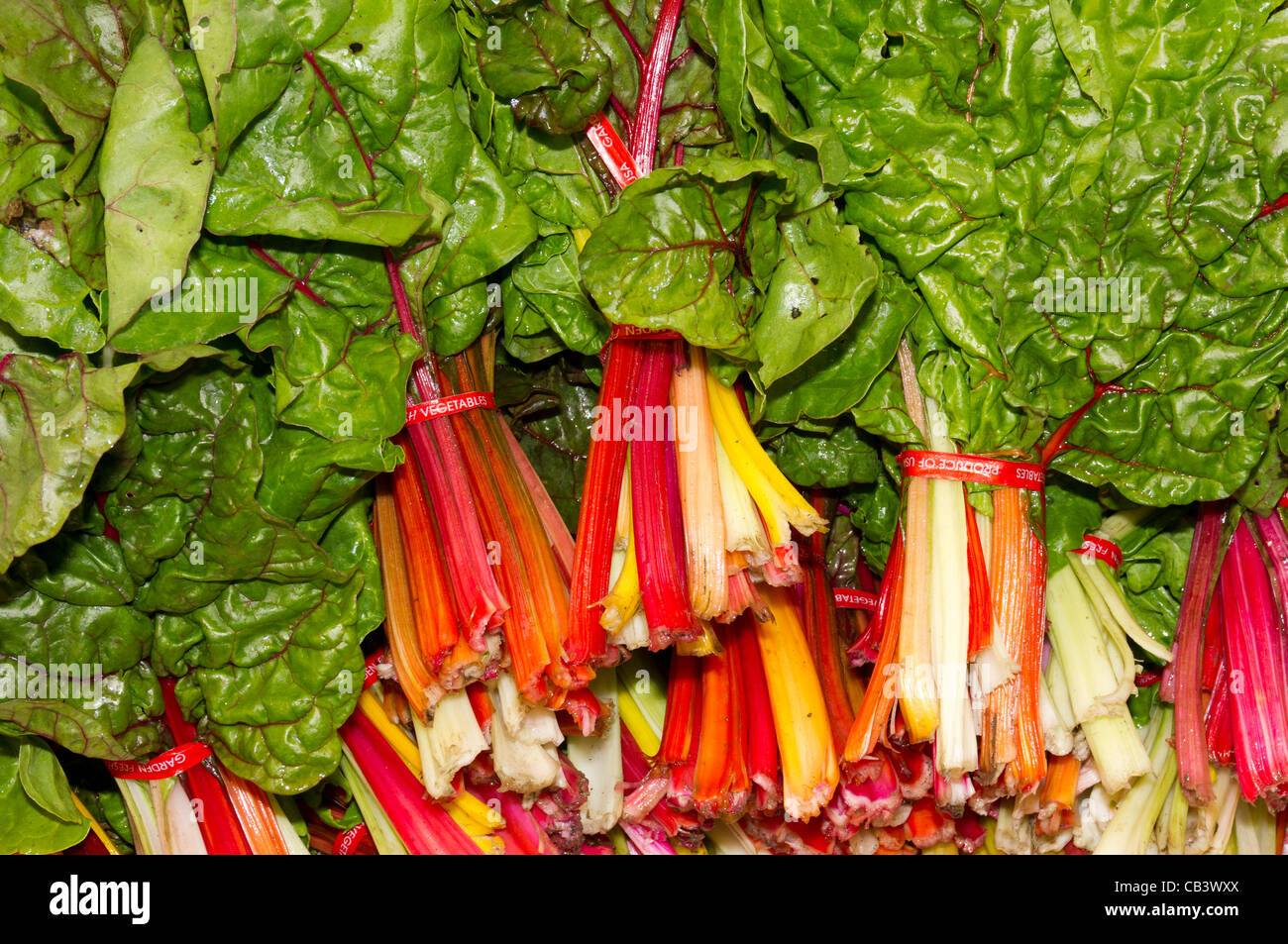 Fresh Swiss Chard on display at the farmers market Stock Photo - Alamy