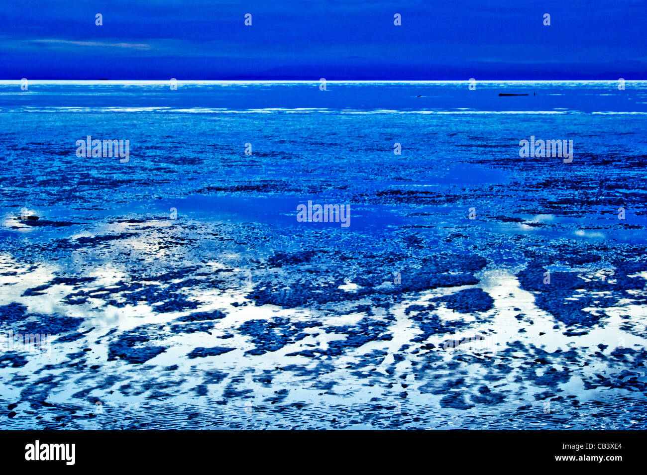 Sea Water Pacific Ocean Evening Blue Shore Richmond BC Vancouver Canada ...