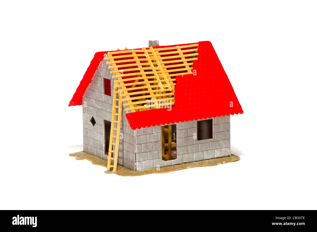 Plastic house model details on white background. Construction industry ...