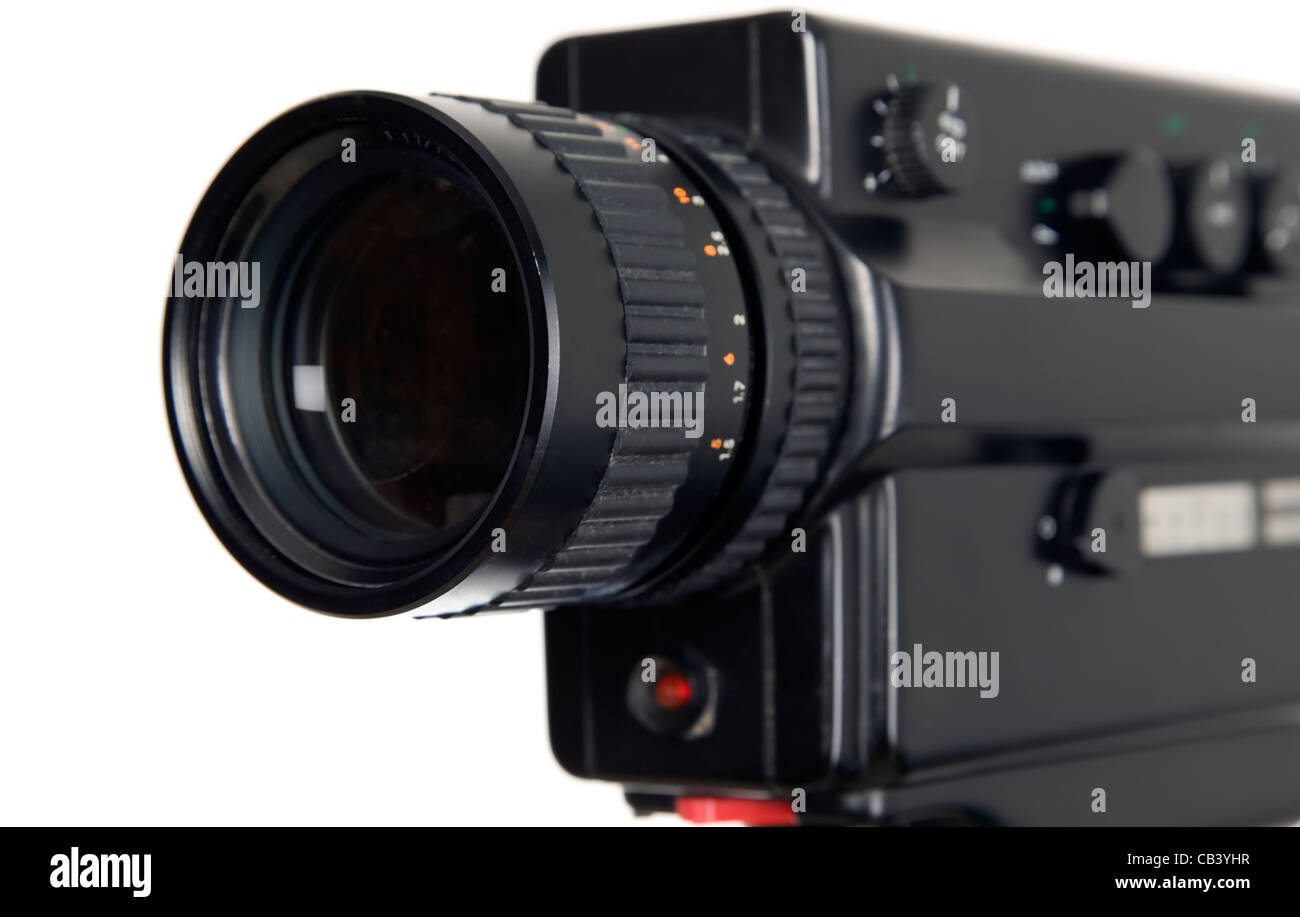 Old antique video camera on white background Stock Photo - Alamy