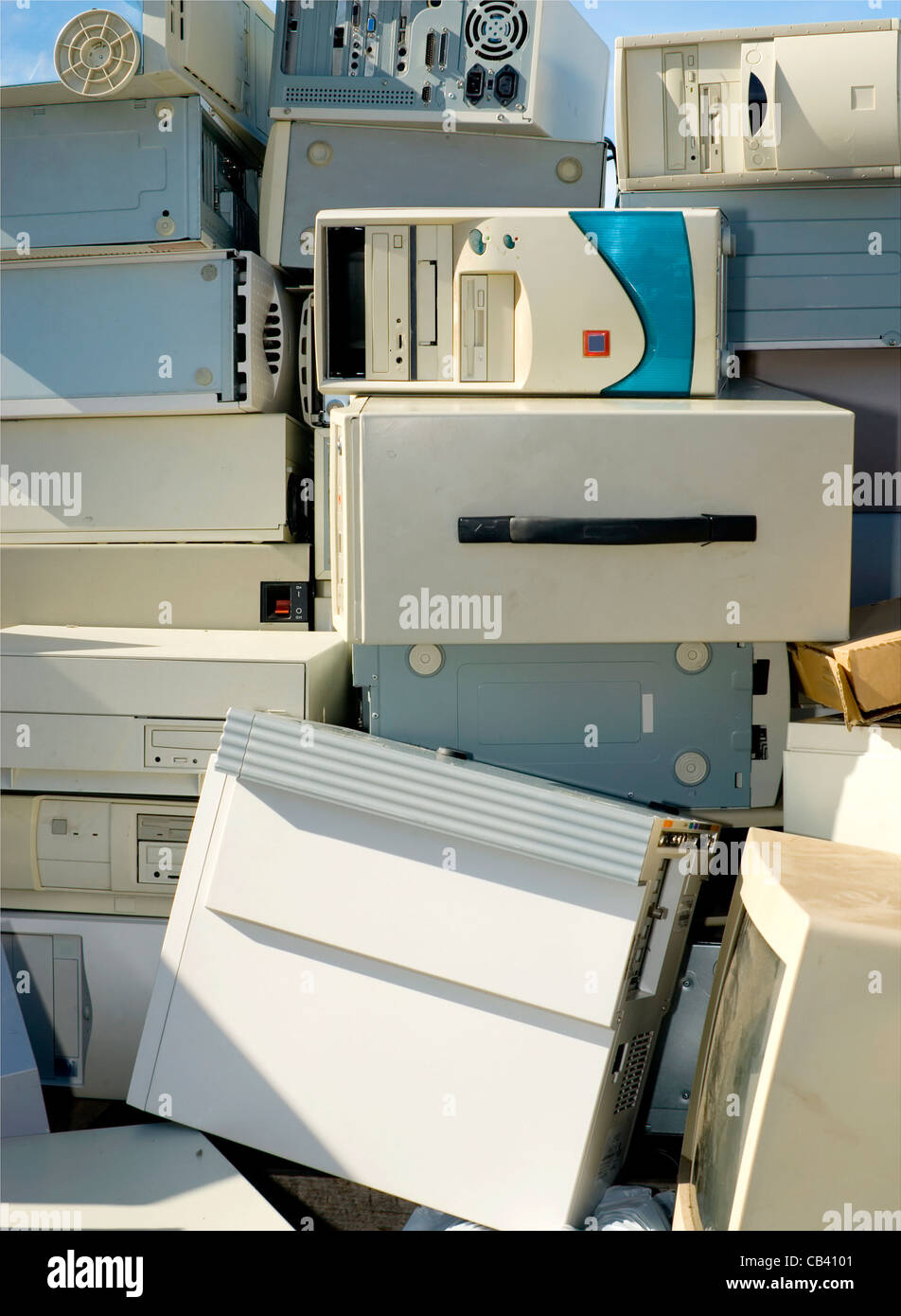 Junkyard full of old computers awaiting recycling Stock Photo - Alamy