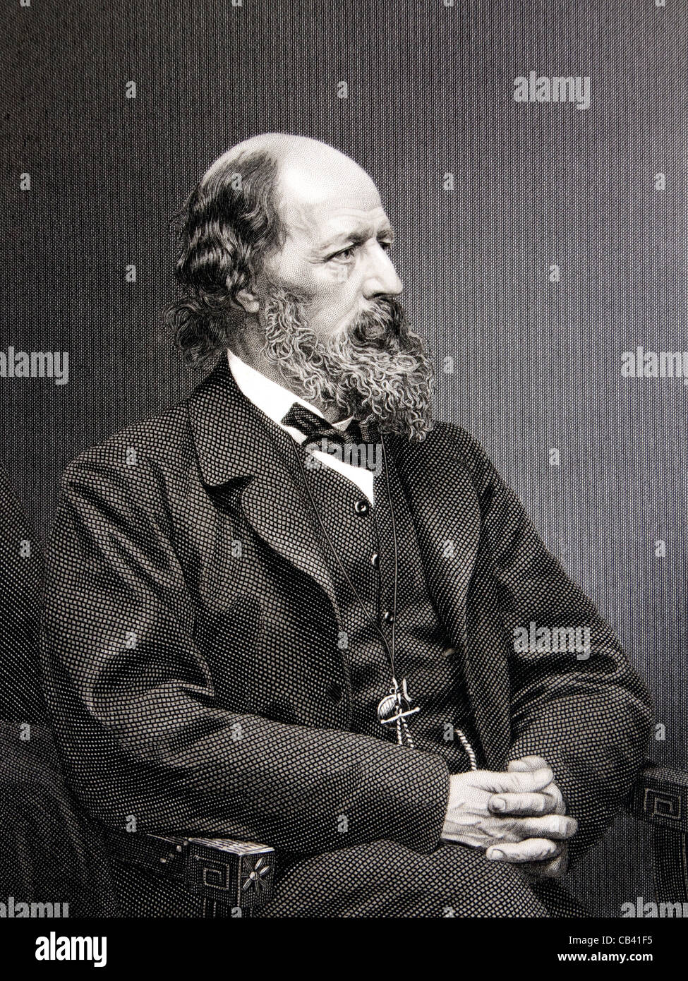 Antique engraving of Lord Alfred Tennyson FRS (1809-1892), English Poet ...