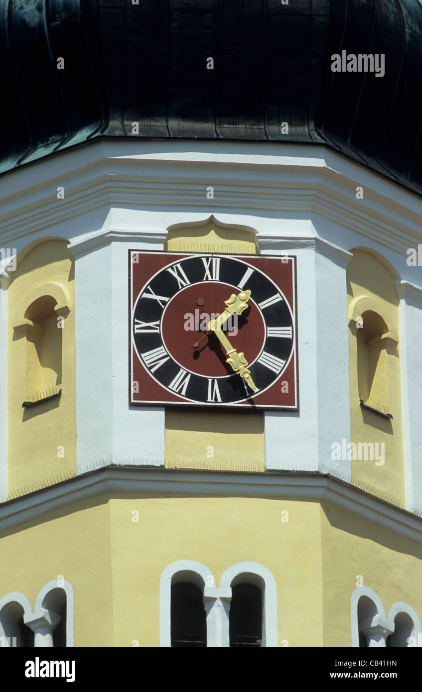 Traditional clock on tower in village of Ohmenheim, Germany Stock Photo ...