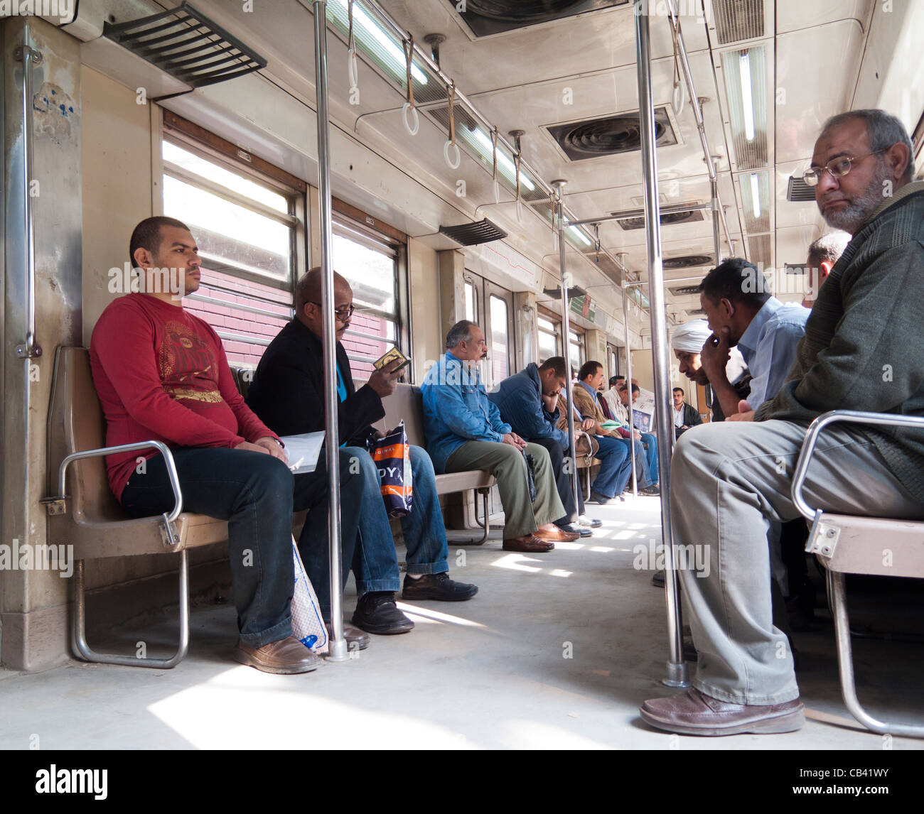 passengers on Cairo metro, Egypt Stock Photo - Alamy