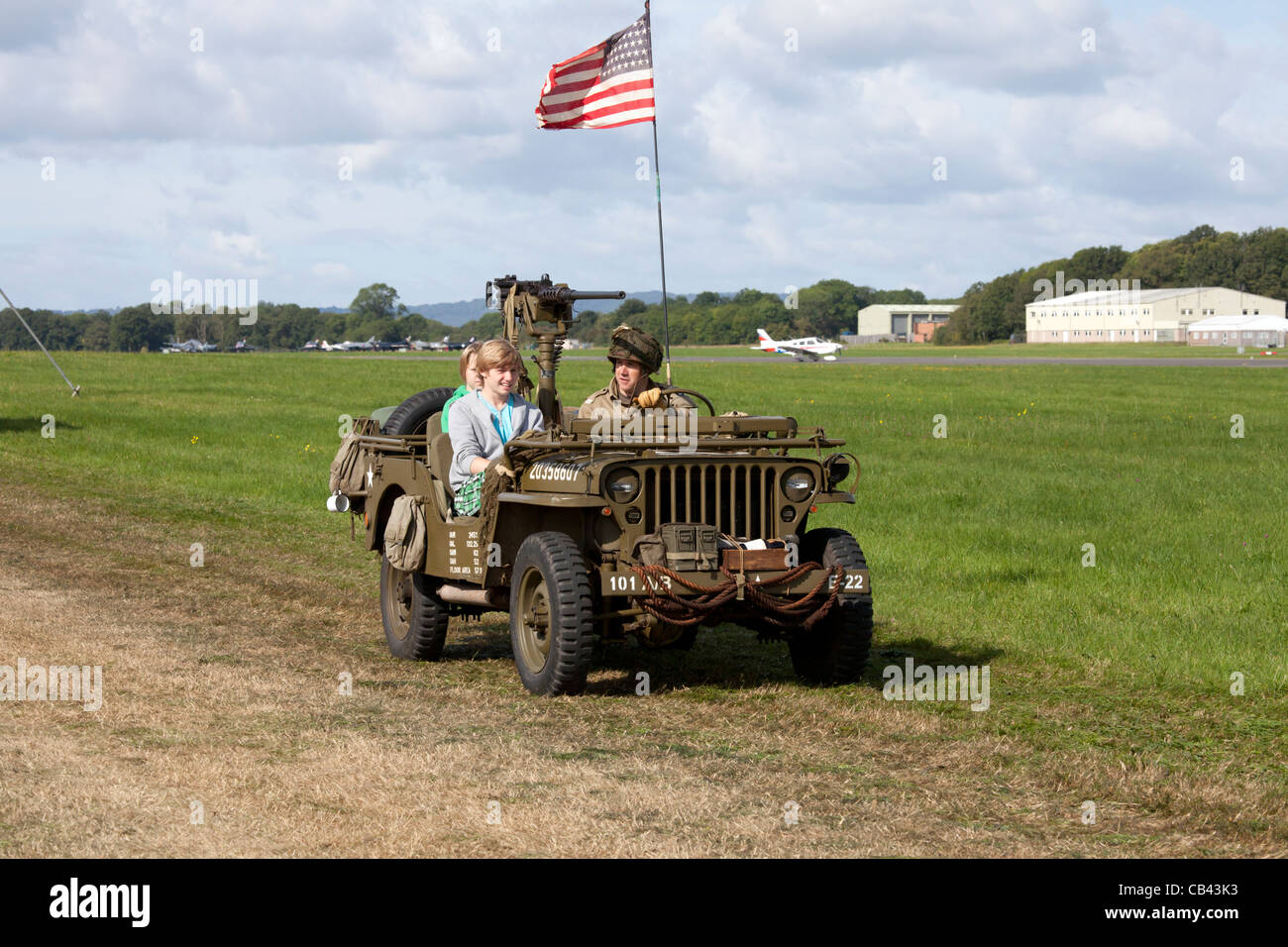 Jeep with American flag in the Military parade at Dunsfold Wings and ...