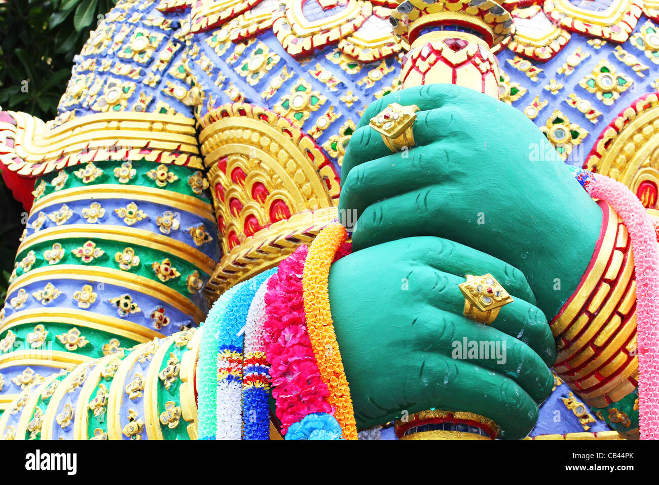 Yak guardian statue outside Wat Seekan in Bangkok, Thailand Stock Photo ...
