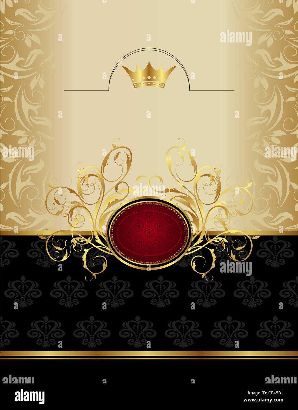 Illustration luxury gold label with emblem - vector Stock Photo - Alamy