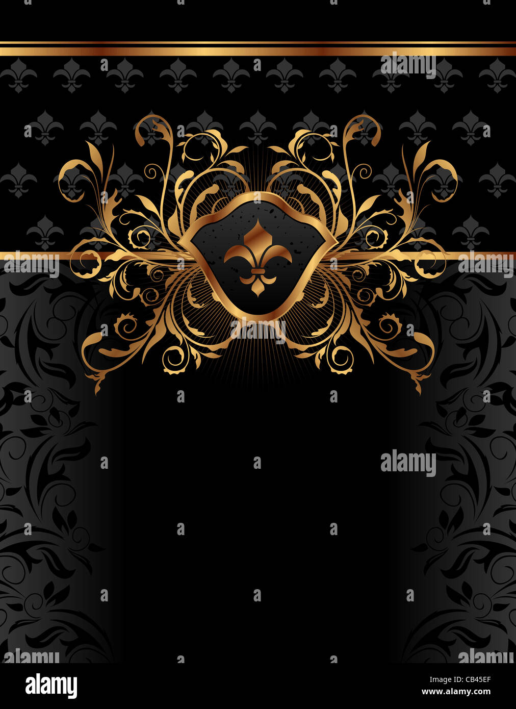 Illustration golden frame with shield and fleur de lis- vector Stock ...