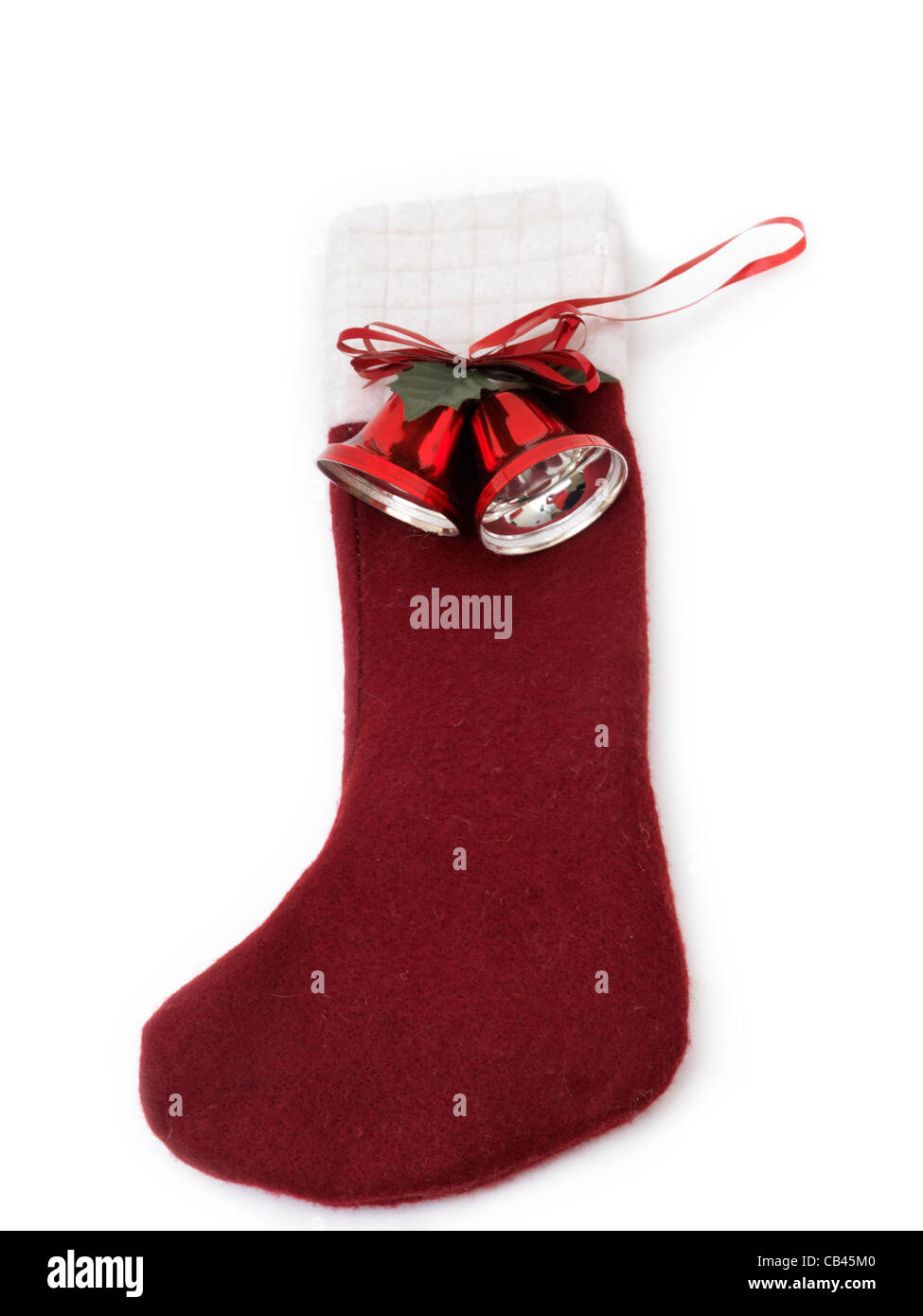 Hand Made Christmas Stocking With Bells Stock Photo - Alamy