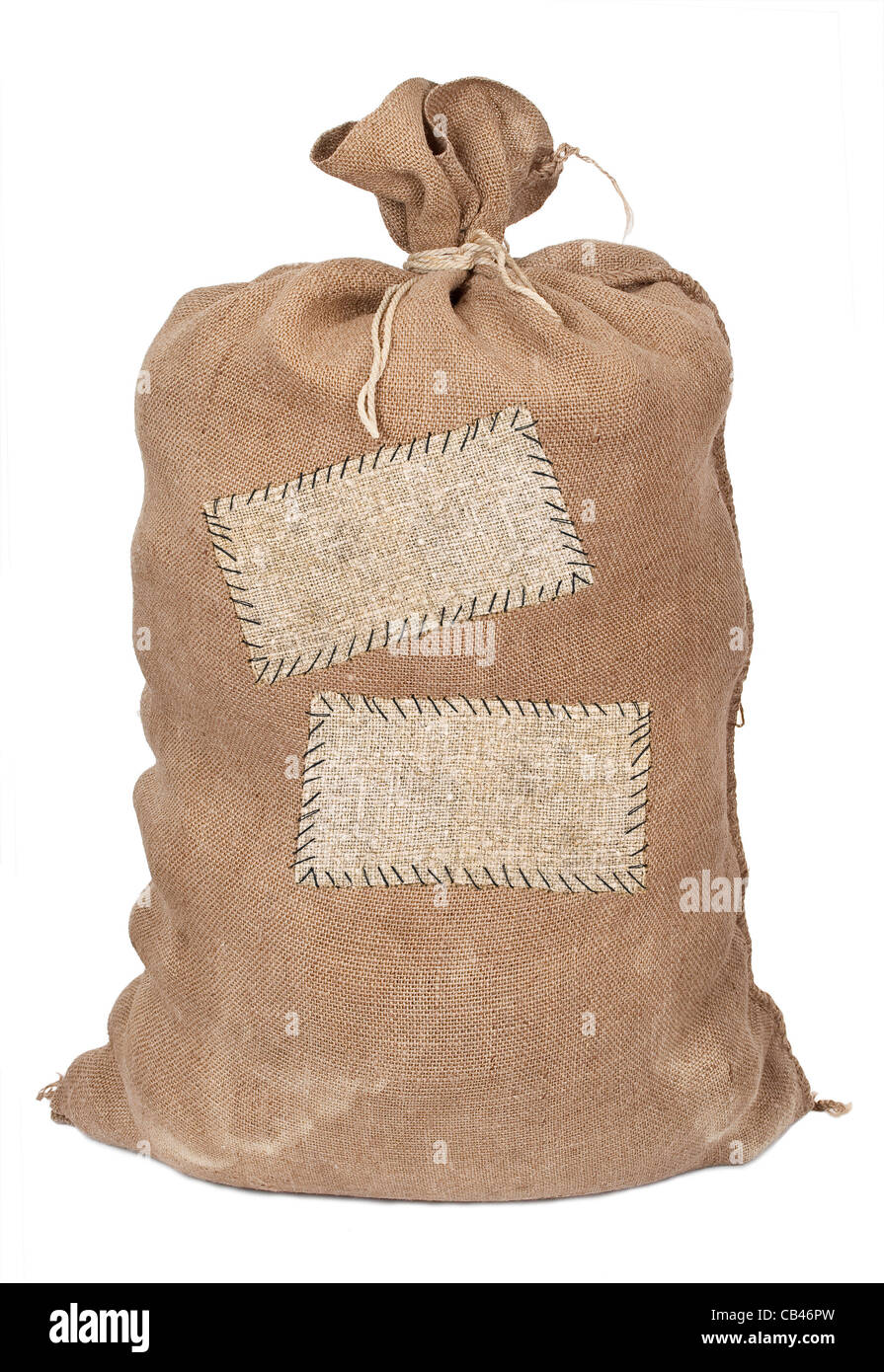Big sack with labels Stock Photo - Alamy
