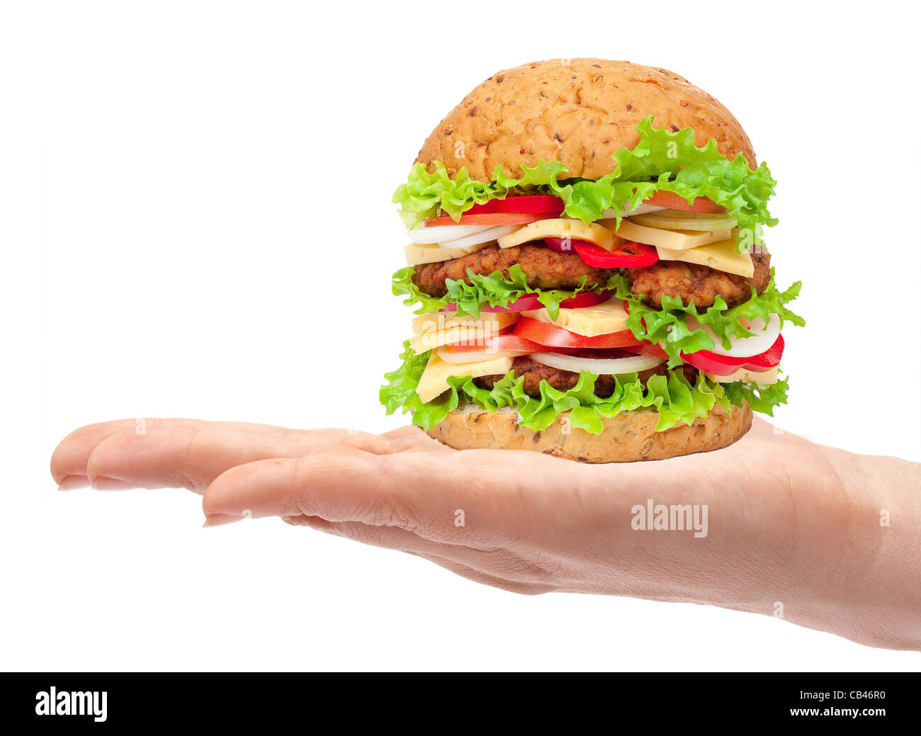 Hamburger in the hand Stock Photo - Alamy